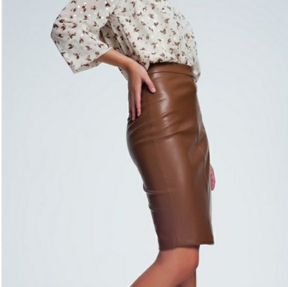 Private Label | Skirts | Camel Faux Leather Pencil Skirts Limited Stock ...